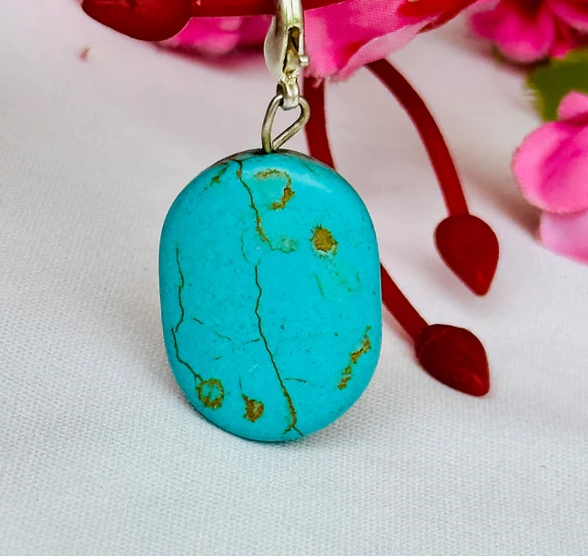 Natural Firoza Stone Pendant - Abhimantrit & Certified – Dhwani Shop